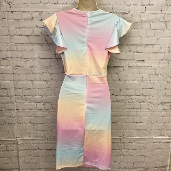 chme | Dresses | Pastel Rainbow Ruffle Dress | Poshmark